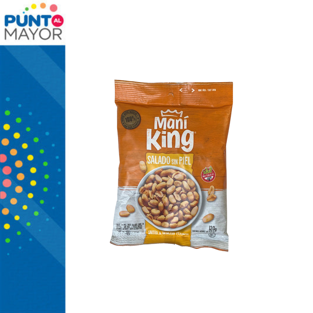 Maní King Salado sin piel 120gr – punto al mayor